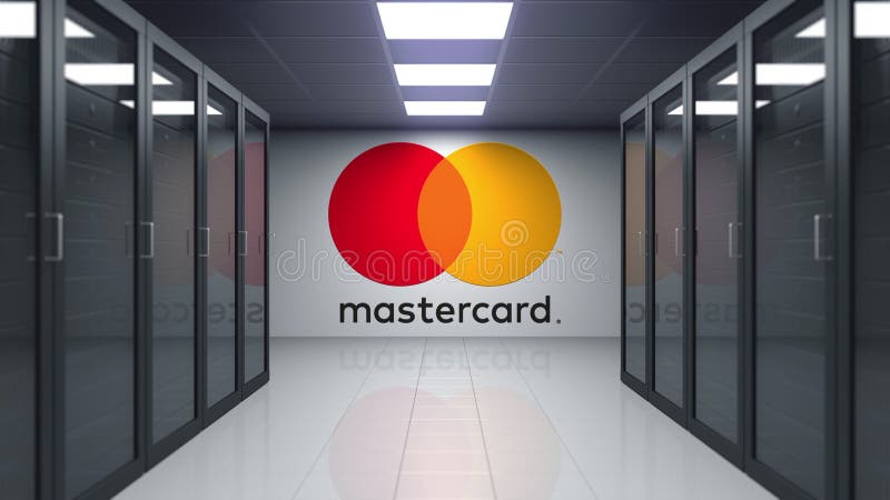 MasterCard Logo on the Wall of the Server Room. Editorial 3D Rendering ...