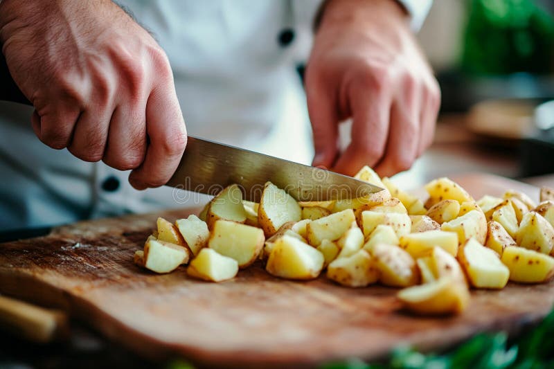 Masterful Chef Prepares Fresh Ingredients in a Cozy Kitchen Setting ...