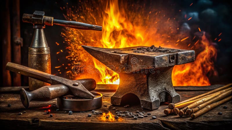 A Masterful Display of Blacksmithing Craftsmanship Tools Fire and Hot ...