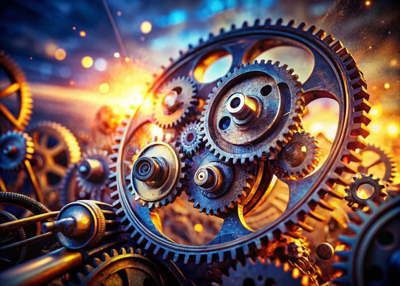 A Masterful Double Exposure of an Intricate Gear System Unveiling the ...
