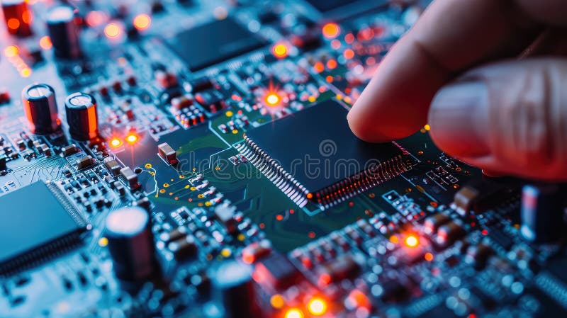 Masterful Touch of Male Hands Restores Laptops with Microchips. Stock ...