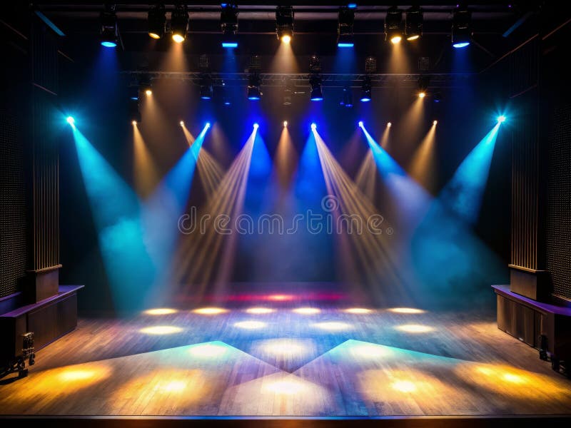 Mastering Stagecraft WideAngle Perspective of Three Powerful Spotlights ...