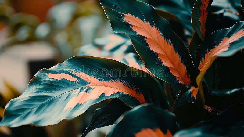 A Masterpiece of Botany: Golden Hues of Tropical Leaves Stock Photo ...