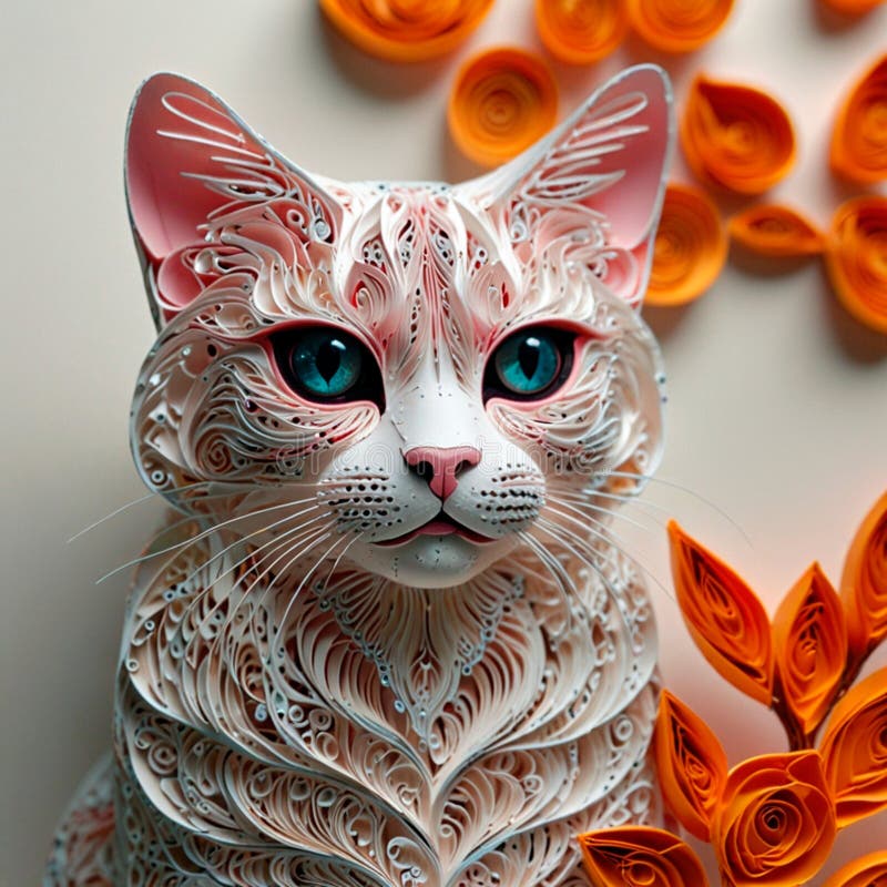 Masterpiece of Cat Art Made from Paper Quilling Stock Photo - Image of ...