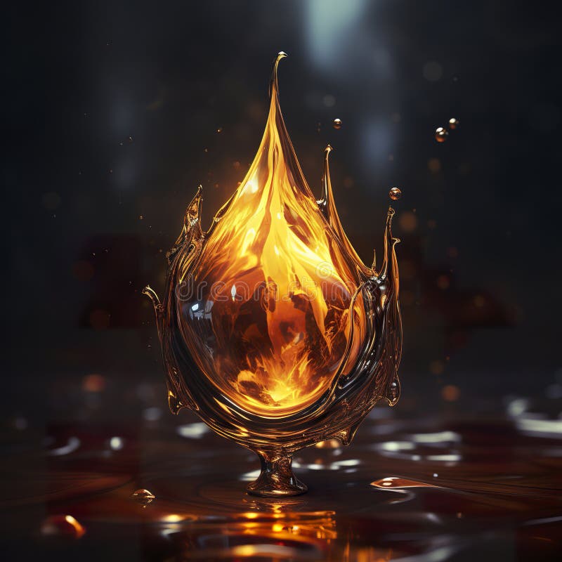Masterpiece of Fire Drop Falling on Flammable Product on the Ground ...