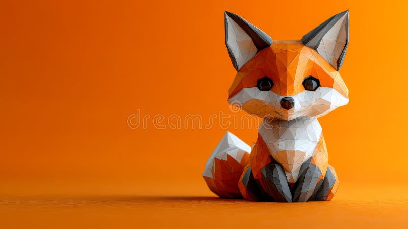 A Masterpiece of Geometric Art is the Digital Low-Poly Fox Stock Photo ...
