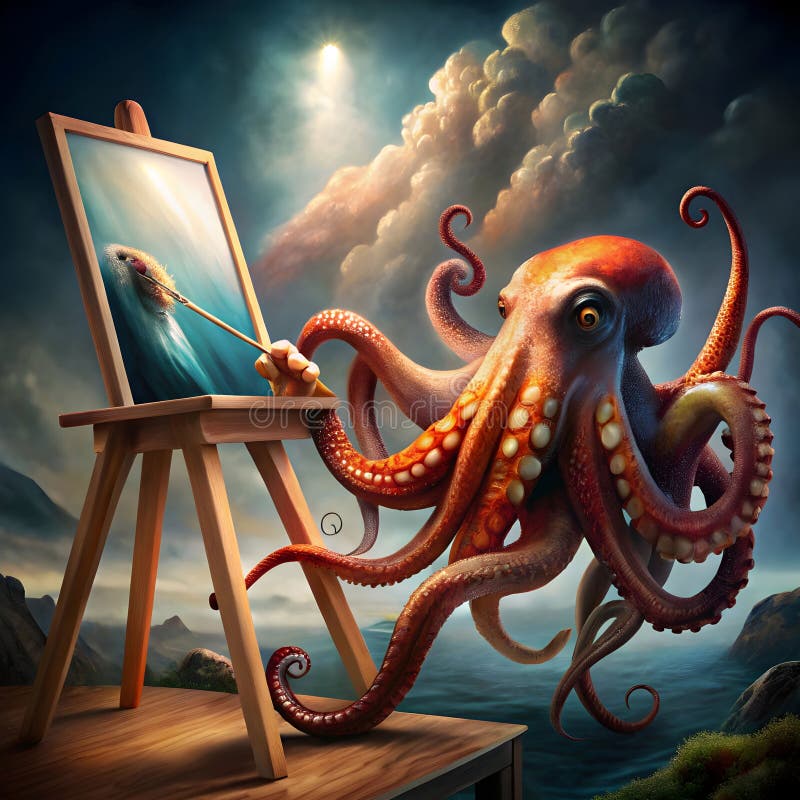 Masterpiece in the Making: an Octopus Artist at Work" Stock ...