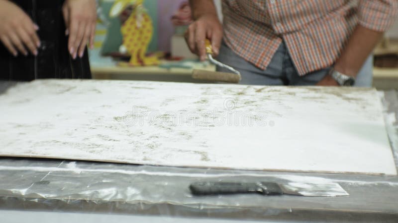 Masters in the Art Studio Process the Wood with Paint and Putty ...