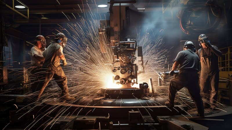 Masters of Metal: Laborers at Work on Industrial Machines. Generative ...