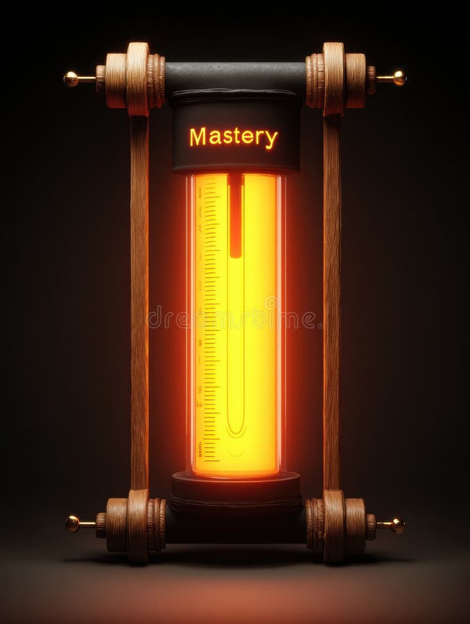 Mastery Tube with Glowing Orange Liquid Displays Advanced Technology in a Darkened Environment ...