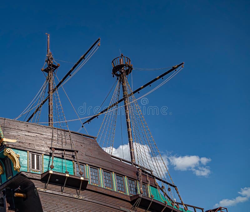 Masts Aboard Medieval Galleon Stock Image - Image of mast, sailboat ...