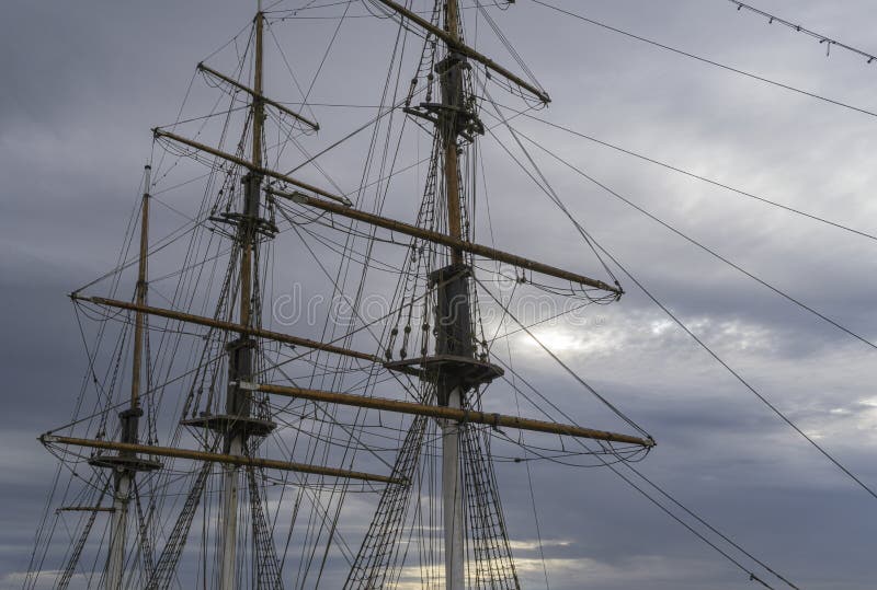 Masts of a Large Sailing Ship. Stock Image - Image of nautical, sport ...