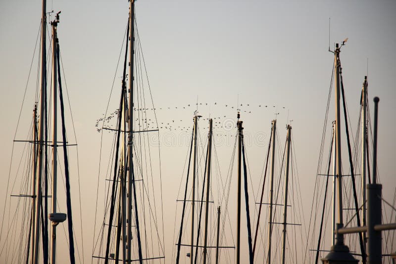 The Mast is a Vertically Standing Structure on the Ship. Stock Photo ...