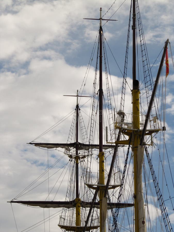 Masts of an Old Sailing Ship Stock Photo - Image of wind, background ...