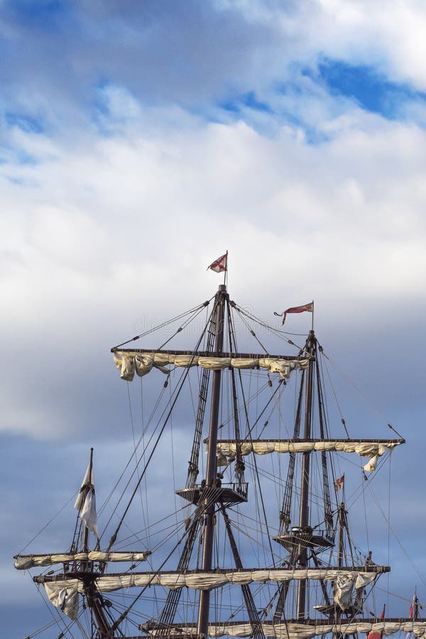 Rigging of an Old Pirate Ship in the Port of Torrevieja, Alicante ...