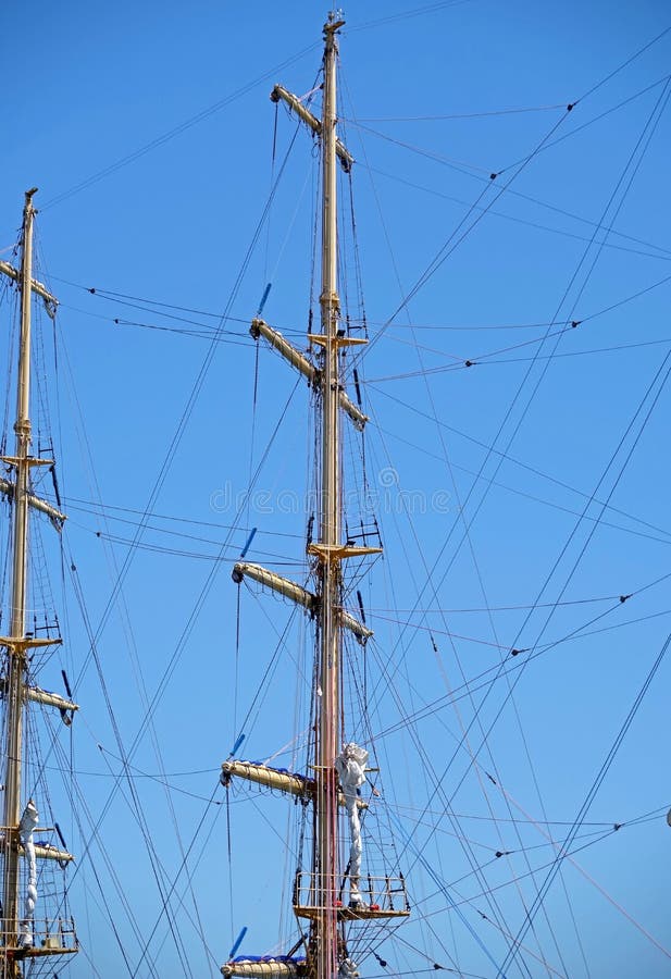 Rigging of a sailing ship stock image. Image of hawser - 89328153