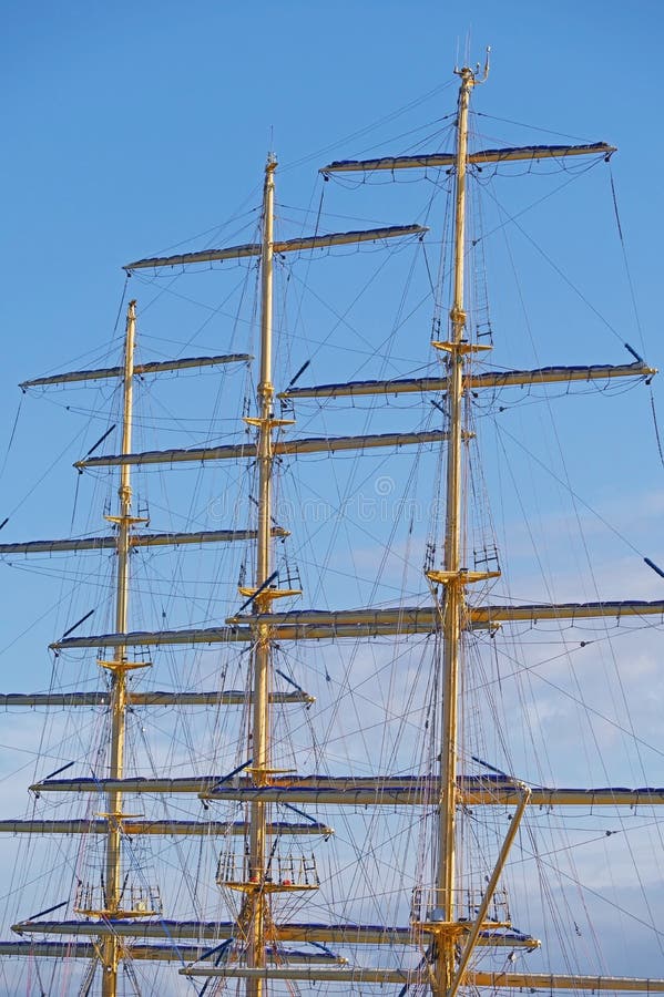 Masts and Rigging of a Sailing Ship Against Sky Stock Image - Image of ...