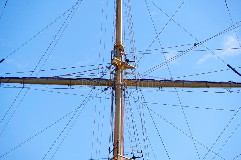 Masts and Rigging of a Sailing Ship Against Sky Stock Image - Image of ...