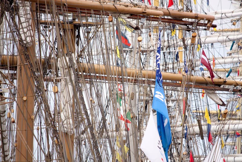 Masts and Rigging of a Sailing Ship Stock Photo - Image of mooring ...