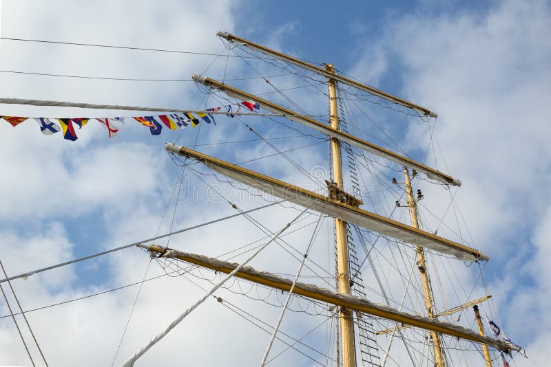 Masts And Spars Of A Windjammer Stock Photo - Image of power, rigging ...