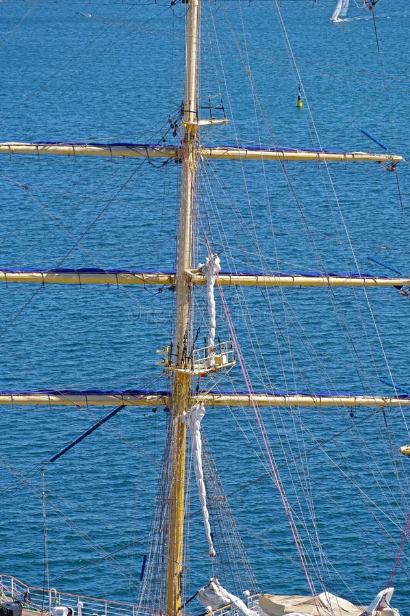 Masts and Rigging of a Sailing Ship Stock Photo - Image of hemp ...