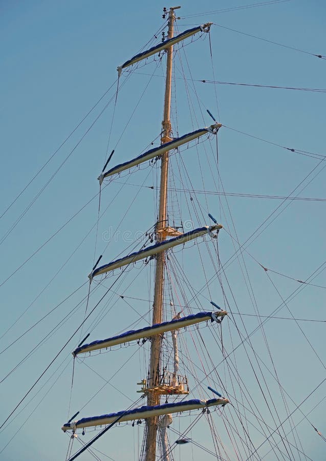 Masts and Rigging of a Sailing Ship Stock Photo - Image of cleat ...