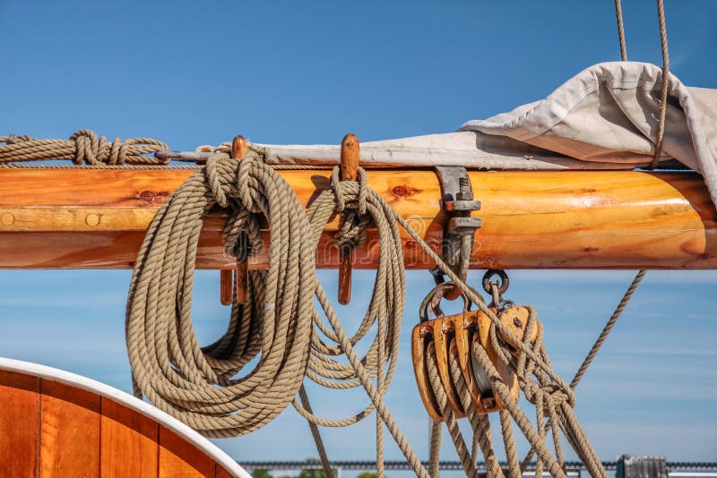 Masts and Ropes of a Large Sailing Ship Stock Image - Image of marine ...