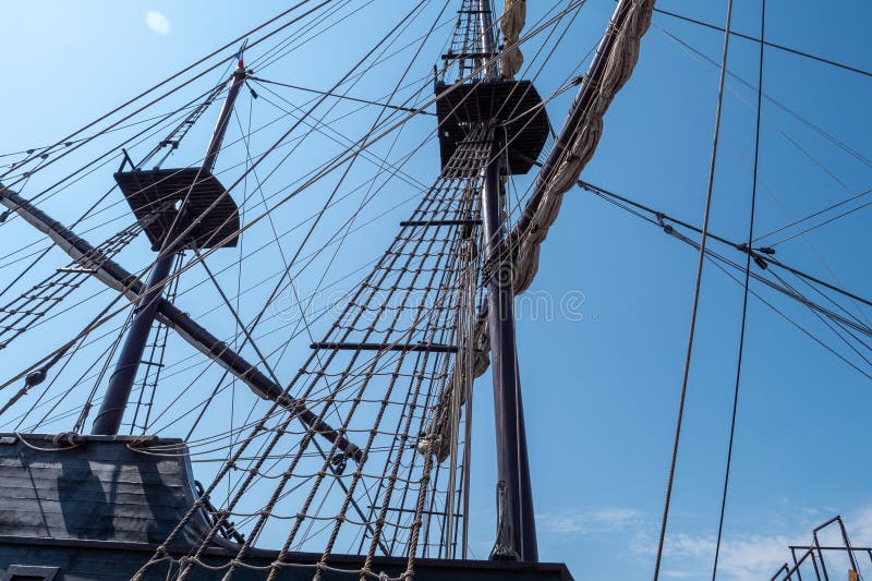 Masts of a Sailboat Against a Blue Sky Stock Image - Image of tourism ...