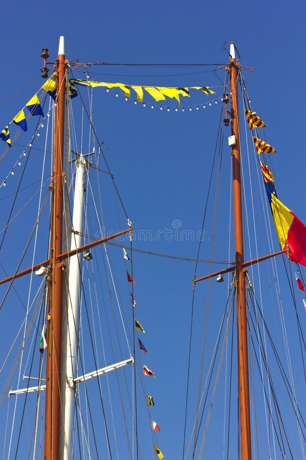 Masts of sailing ship stock image. Image of knot, navy - 44703211