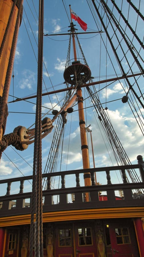 Masts of a sailing ship stock image. Image of transport - 225253175