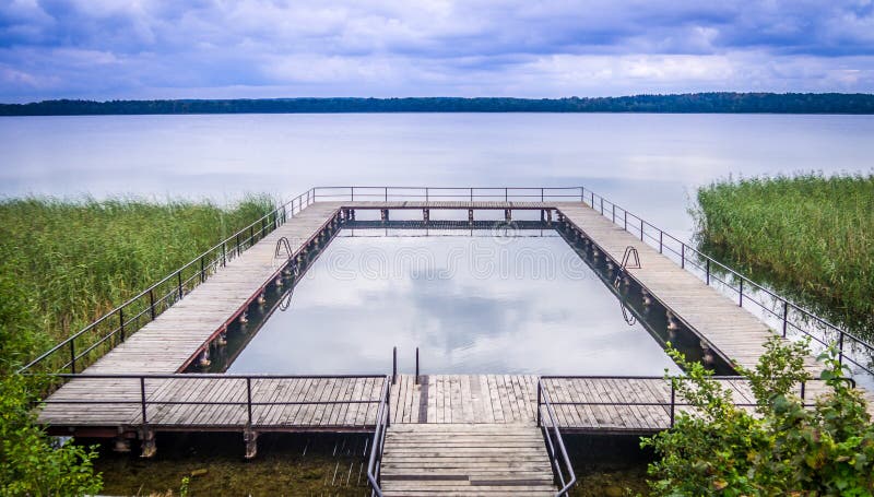 The Masurian Lake Promenade Stock Photo - Image of wooden, pier: 48136460