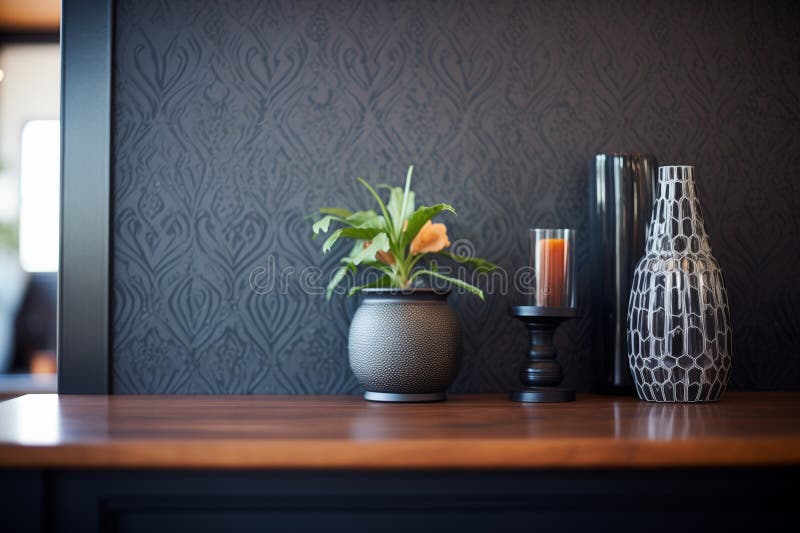 Mat Black Wallpaper with a Glossy Pattern Stock Photo - Image of theme ...