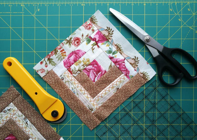 Tools for Patchwork on the Mat for Patchwork Stock Image - Image of ...