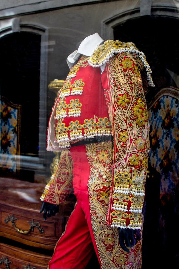 Man in a Matador Costume with a Red Cape Stock Image - Image of kill ...