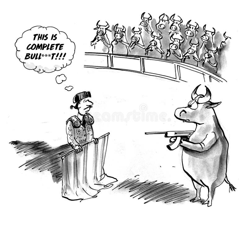 Matador Has the Bulls Against Him Stock Illustration - Illustration of ...