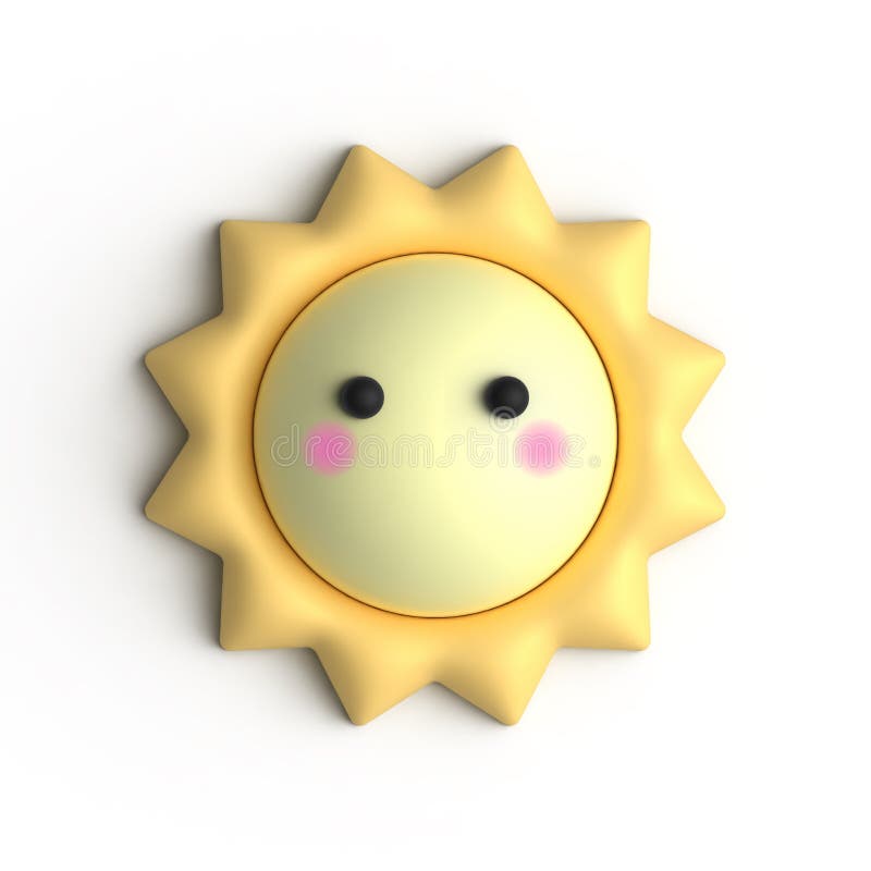 Cute Blushing Sun 3d Illustration Stock Vector - Illustration of ...