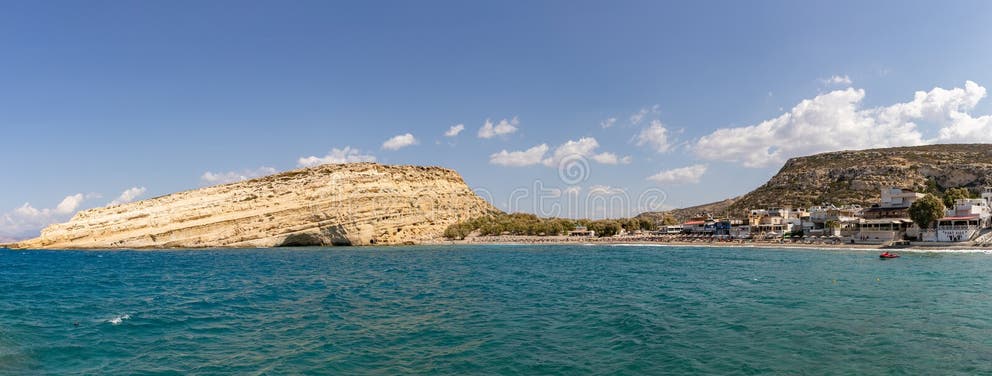 Matala Beach stock image. Image of crete, blue, attraction - 305419875