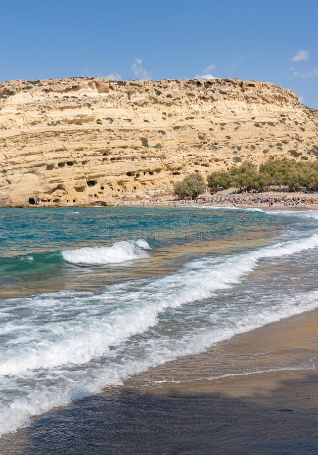 Matala Caves and Beach editorial stock photo. Image of travel - 305420198