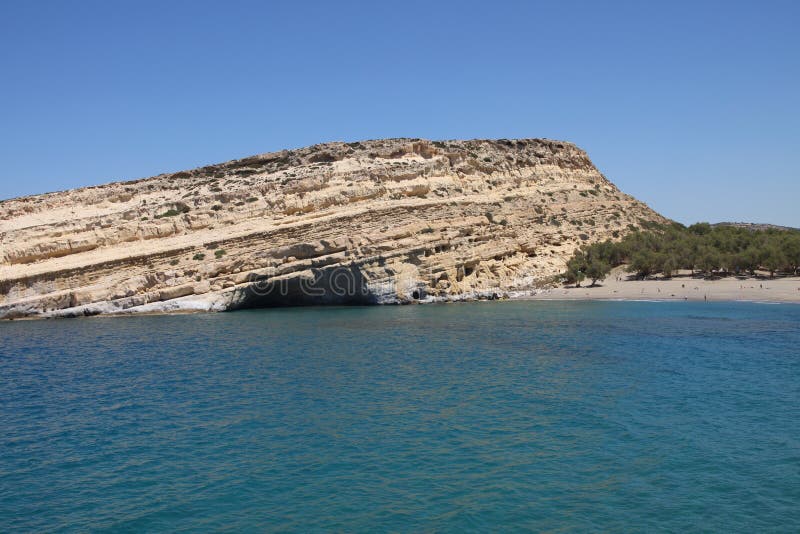 Matala caves in Crete stock image. Image of clear, blue - 14123169