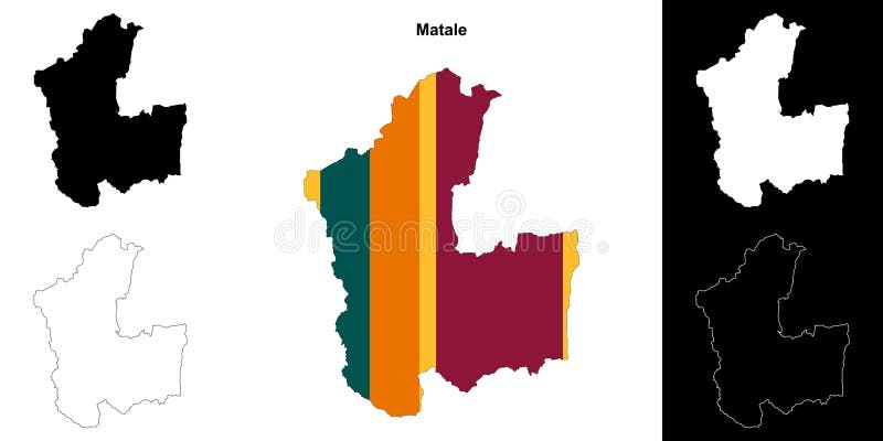 Matale outline map stock vector. Illustration of contour - 356680951