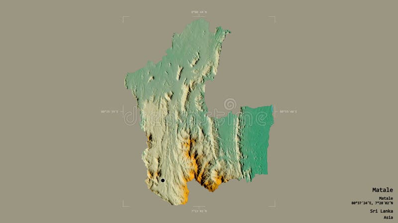 Matale - Sri Lanka. Bounding Box. Relief Stock Illustration ...