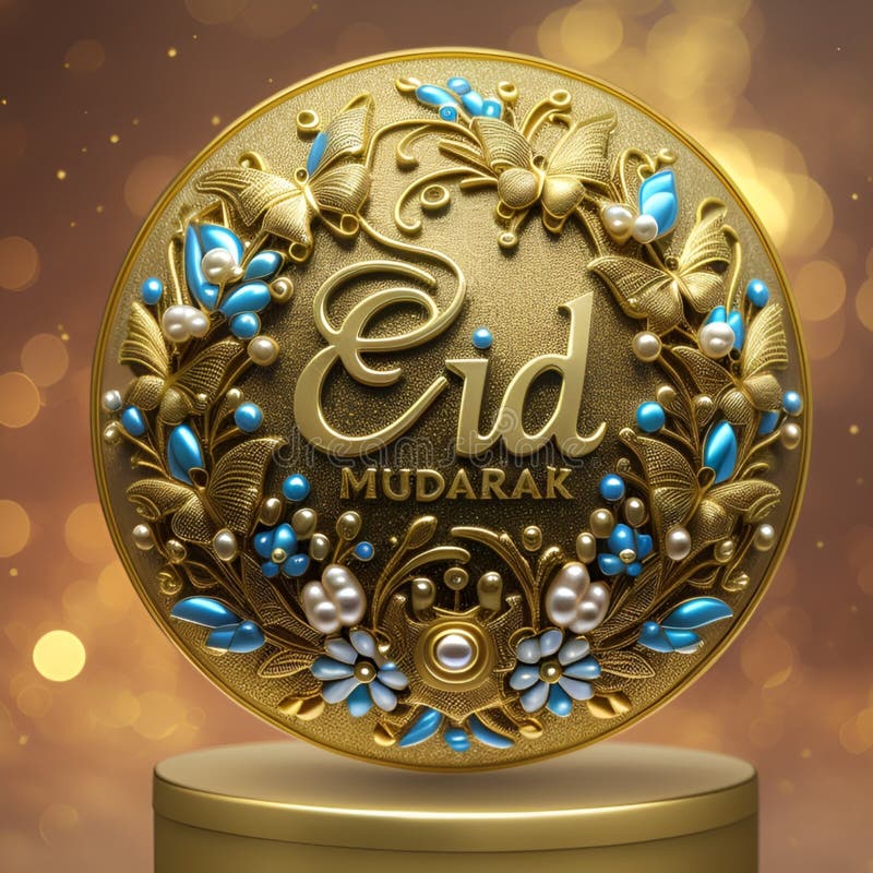 A Matalic Gold Name Plate with Text (Eid Mubarak) Stock Photo - Image ...