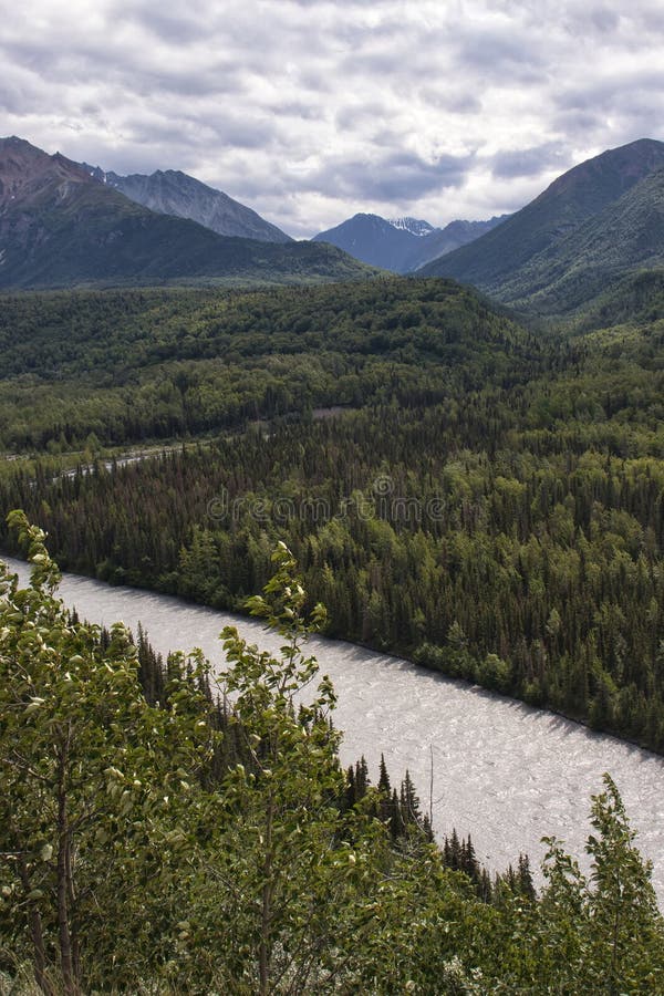Matanuska River with Mountains in the Background Stock Photo - Image of ...