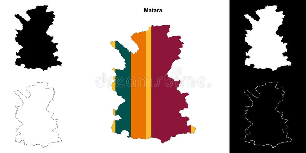 Matara outline map stock vector. Illustration of boundary - 356680973