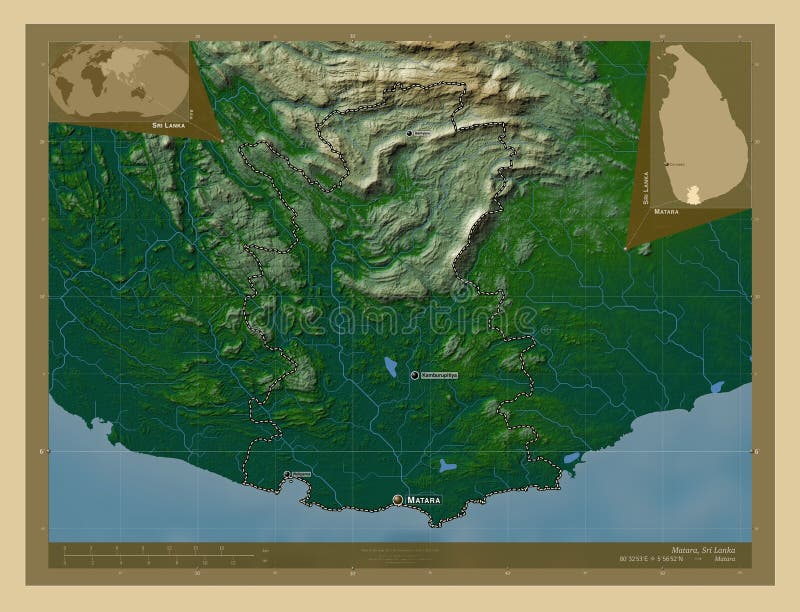 Matara, Sri Lanka. Physical. Labelled Points of Cities Stock ...