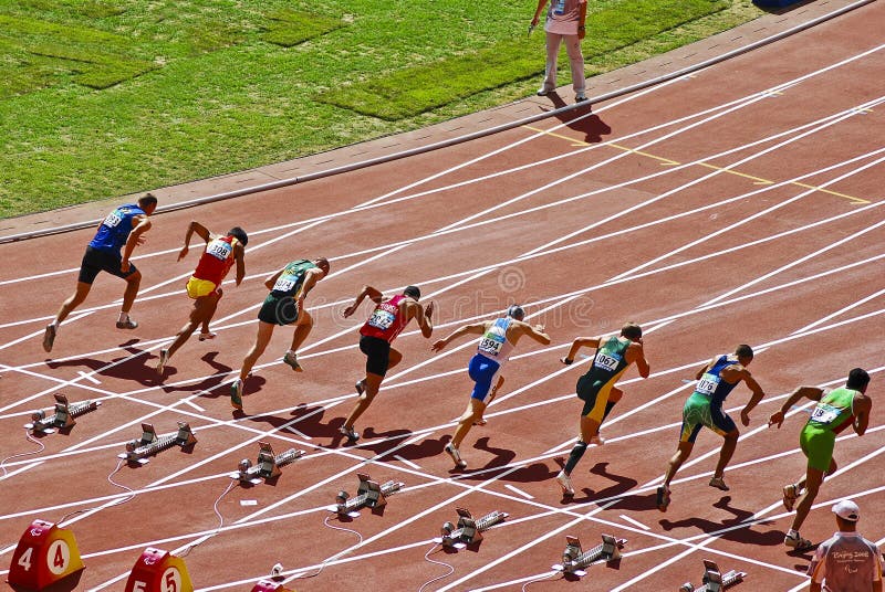 Athletes Run Race in Mens 220m Sprint Editorial Stock Photo - Image of ...