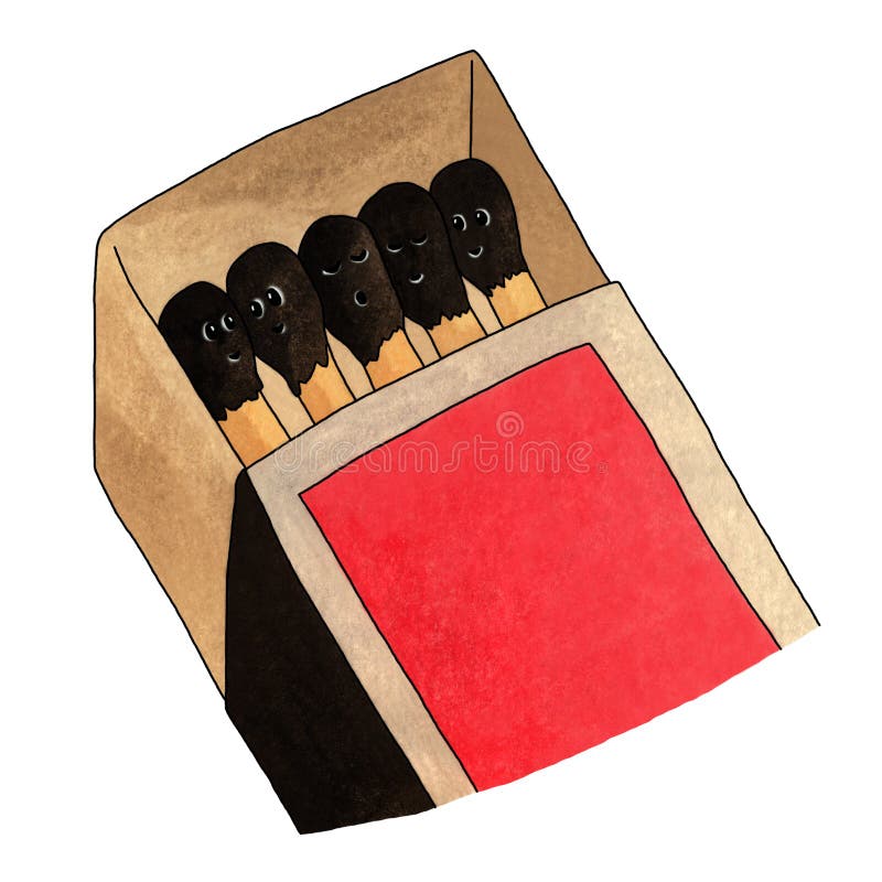 Match a Box of Matches with Five Matches Inside Stock Illustration ...