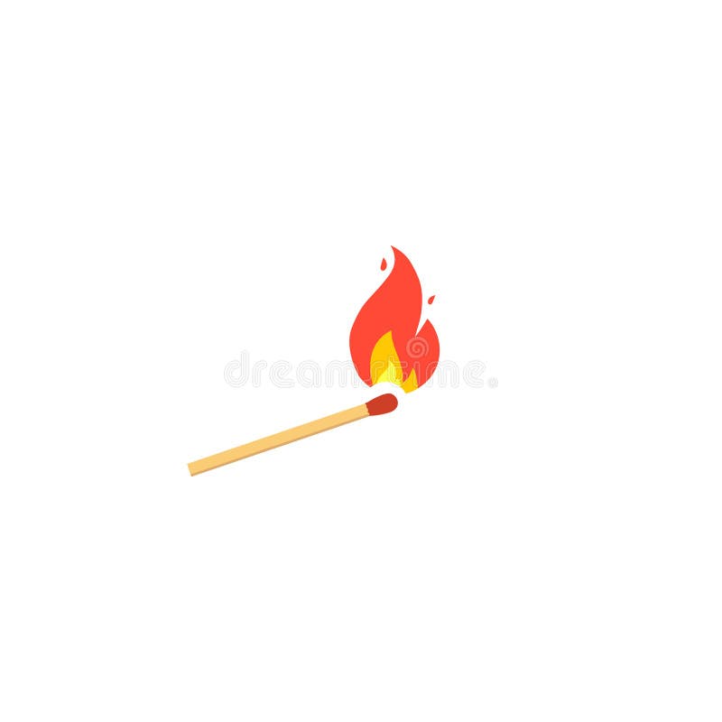 The Match is Burning. Danger Symbol and Flammable Object. Isolated ...