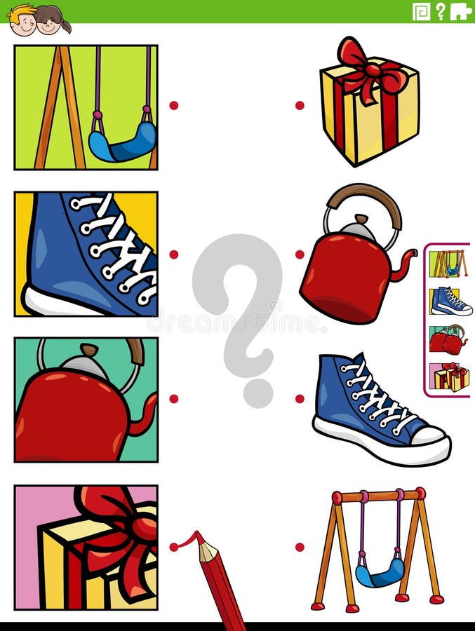 Match Cartoon Farm Animals and Their Babies Educational Task Stock ...