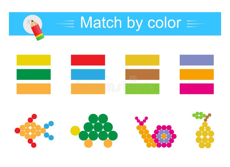 Match by Color. Educational Game for Children Stock Vector ...